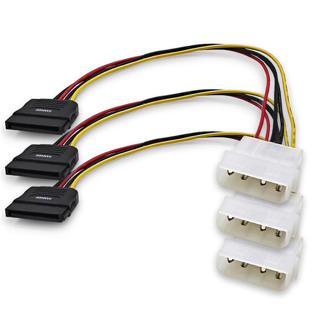 Amazon.com: XANHAM 3-Pack 7.8 Inch 4 Pin Molex to SATA Power Cable, IDE ...