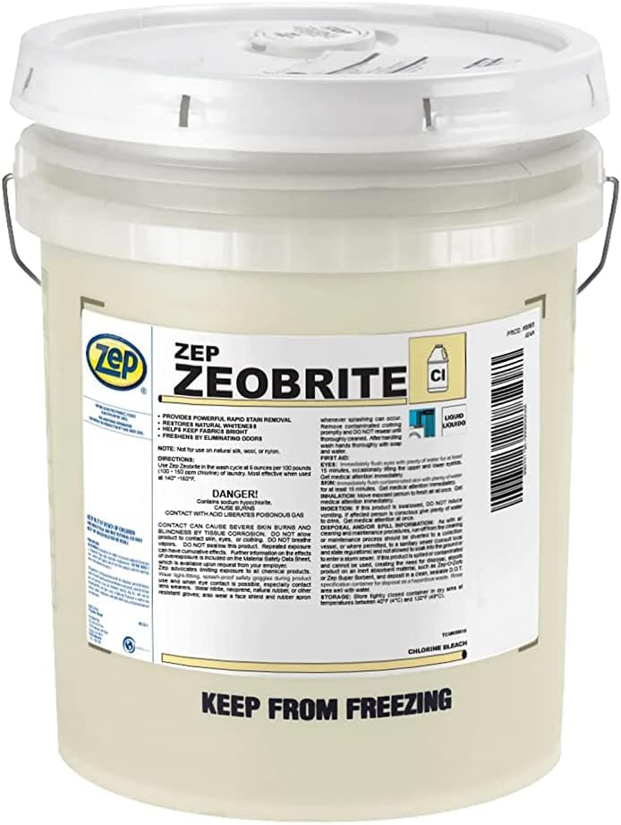 Amazon.com: Zep ZEOBRITE Liquid Chlorine Bleach - 5 Gallon (1 Pail ...
