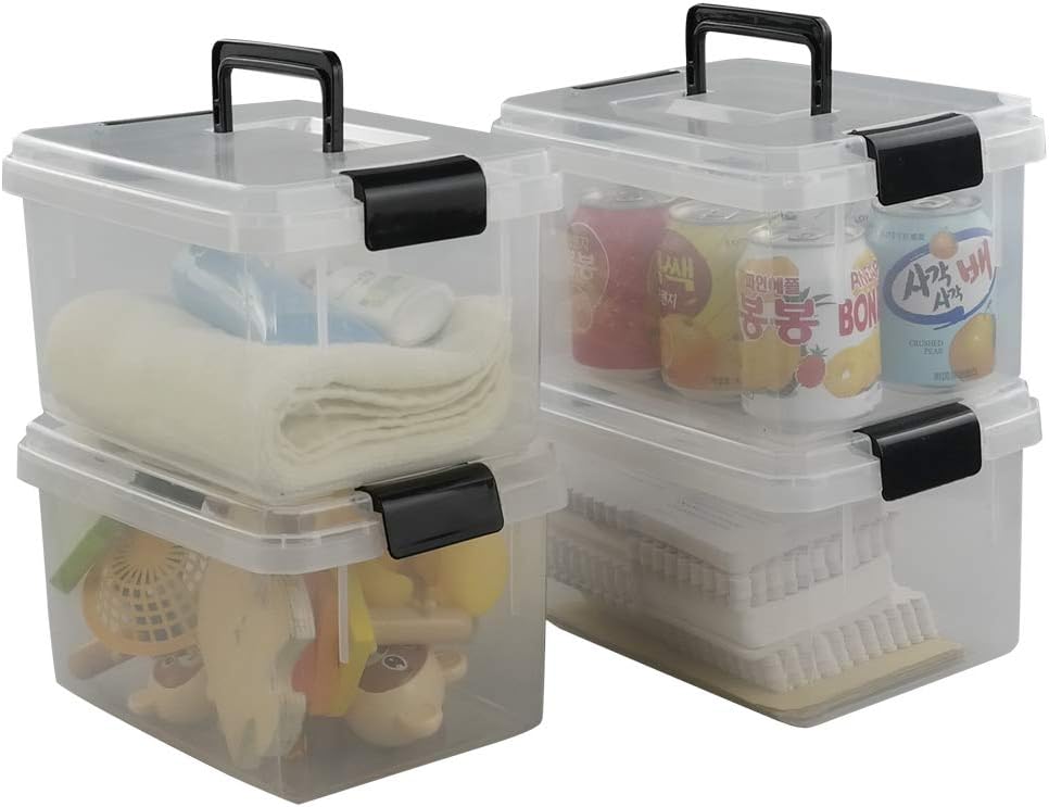 Amazon.com - Nicesh 4.5 L Plastic Storage Box, Clear Latch Box, 4-Pack