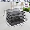 Amazon.com: Stackable Paper Tray Desk Organizer, 4-Tier Metal Mesh ...