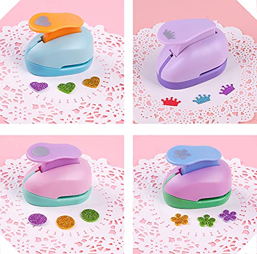 Paper Punch Set of 4 Motif Punch Set Round Crown Heart Circle Flower ...