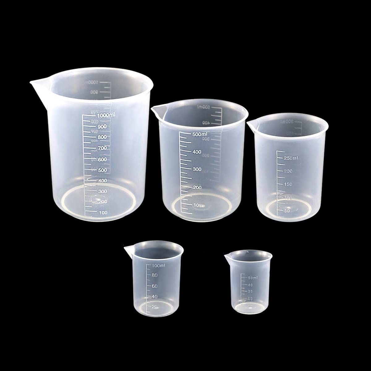 ISKO® 5 Sizes Plastic Beakers, 50ml - 5000ml Capacity Graduated ...