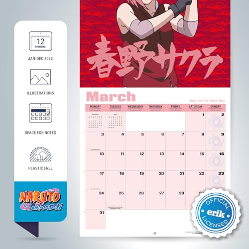 Grupo Erik Wall Calendar 2025 – Naruto Shippuden | 12″ x 12″ Square ...