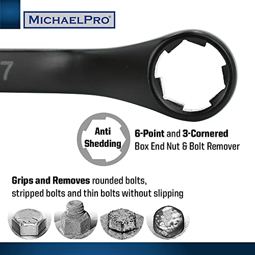 MichaelPro MP001218 18-Piece Double Ring Spanner Set, Black Oxide Bolt ...
