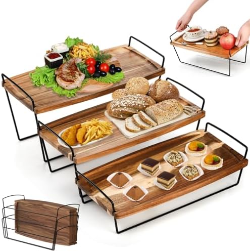 Amazon.com: Eorbow 3 Tier Serving Tray, 16" Acacia Wood Cupcake Tower ...