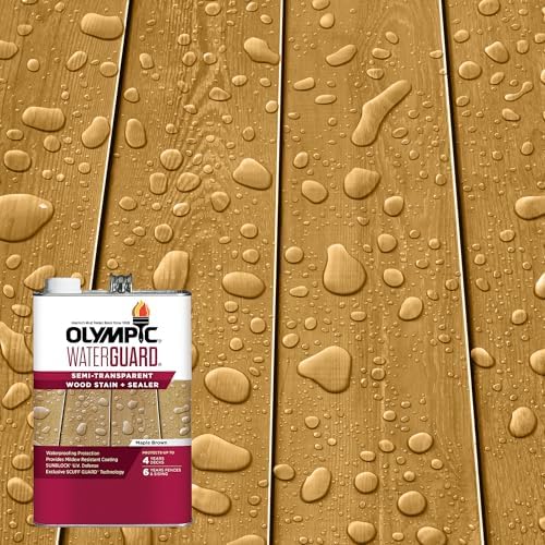 Olympic WaterGuard 1 gal. Maple Brown Semi-Transparent Wood Stain and ...