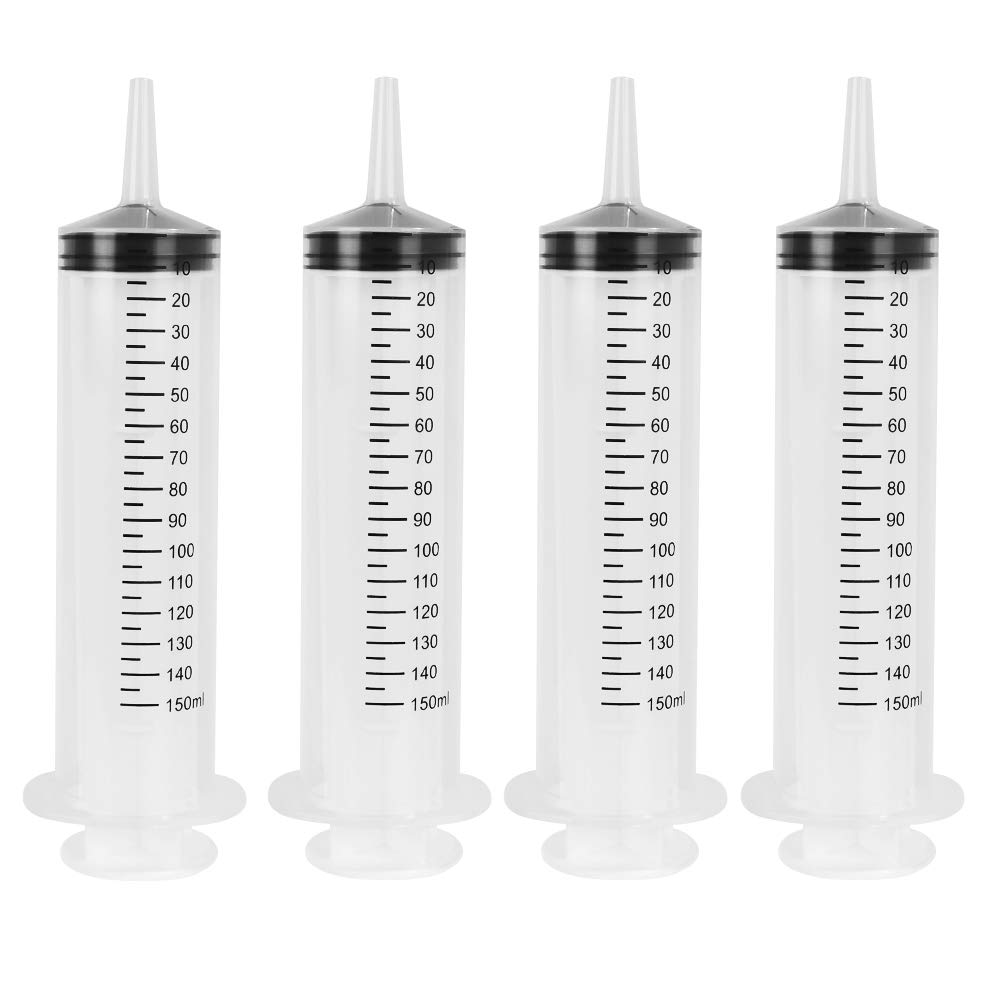 Buy HYCKee 4 Pack 150ml Plastic Syringe, Multiple Uses Measuring ...