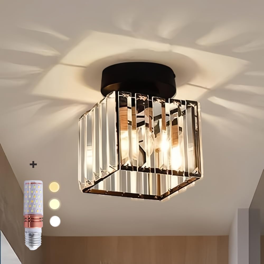 YAYOTITI® [ Bulbs included ] Mini Crystal Pendant Light, 3 colors Light ...