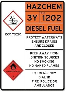 Amazon.com: Hazchem Diesel Fuel Warning Sign (1202) Fuel Hazchem Metal ...