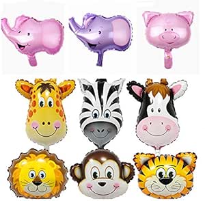 20pcs Zoo Animal Balloons Kit, Safari Animals Foil Balloons, Animal ...