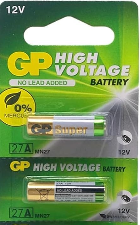 GP power 27A Alkaline Battery 12V (Pack of 2) MN27, 27A, A27 : Amazon ...