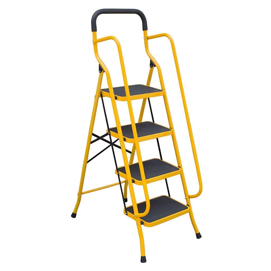 Buy Ladder 4 Step Heavy Duty Steel Folding Ladder With Safety Handrail ...