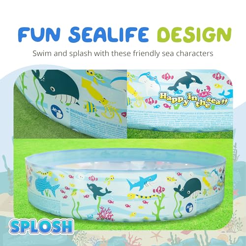 Splosh 4ft Kids Paddling Pool - Easy Setup Pool With Rigid Sides (No ...