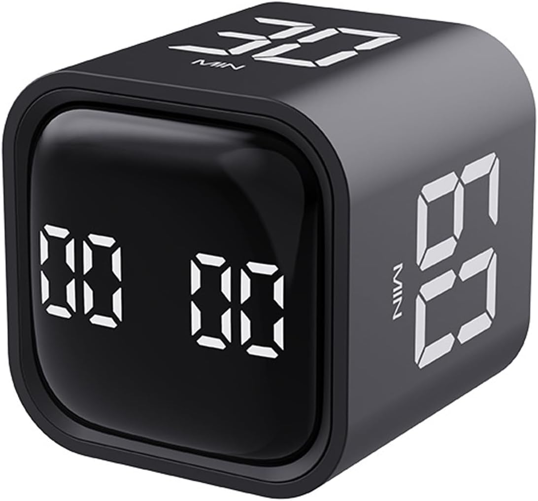 Amazon.co.jp: 【TickTime Cube-転がして、カウントダウンがスタート！】ポモドーロ タイマー 両面LEDパネル タップ操作 キッチンタイマー ブラック : ホーム＆キッチン