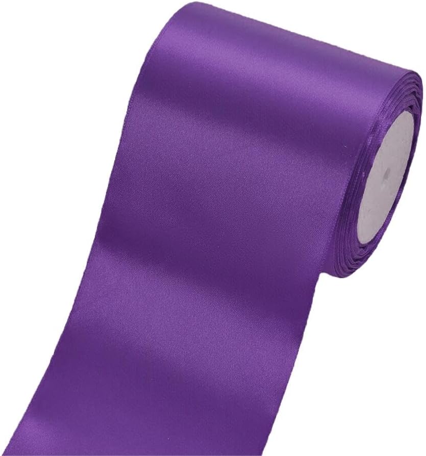 Amazon.com: ZOOYOO 4 Inch x 24 Yards Thick Purple Ribbon, Wide Satin ...