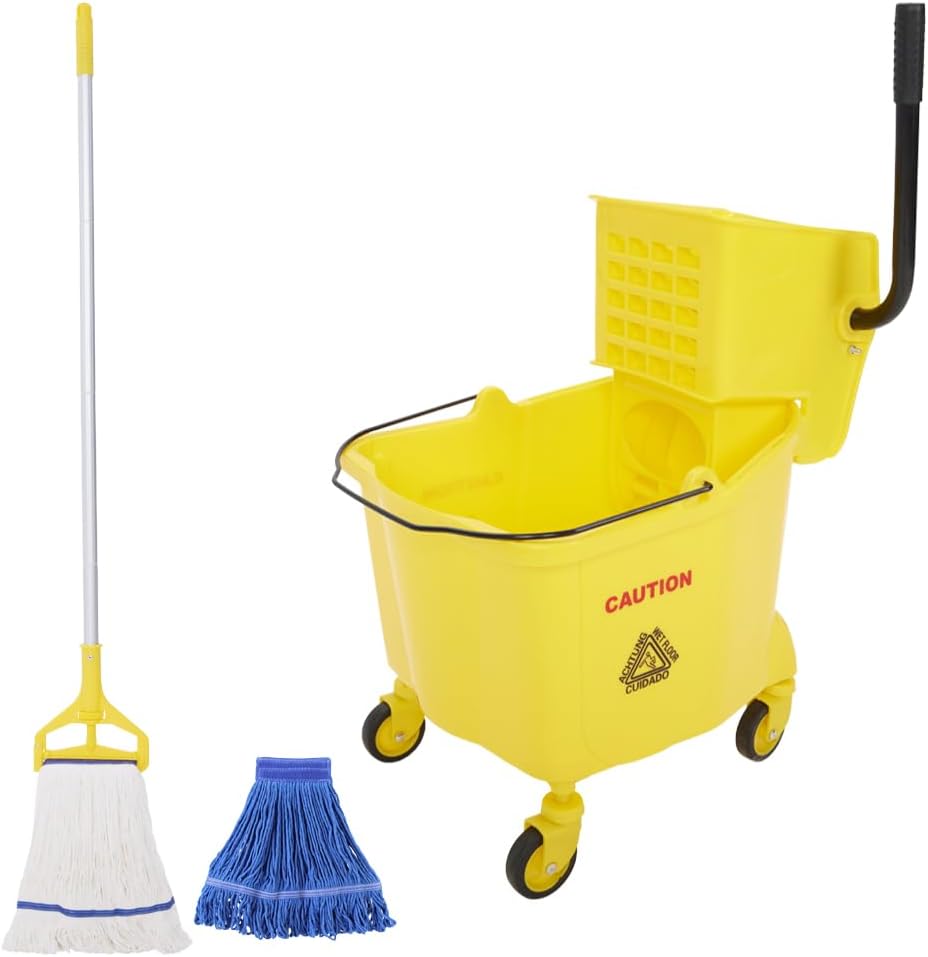 Amazon.com: YUJOIBAN Mop and Bucket with Wringer Set - 35QT Commercial ...