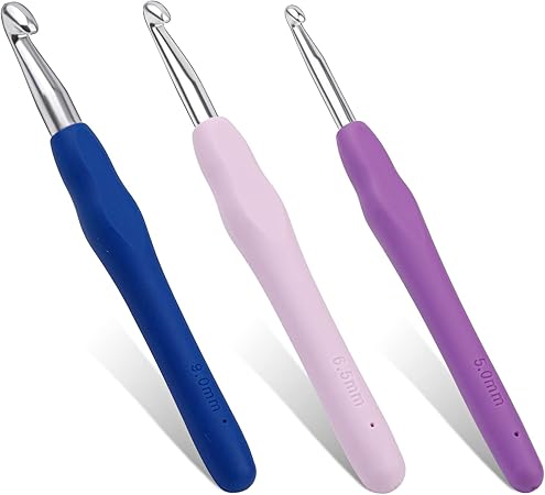 Amazon.com: 3 Sizes Crochet Hooks,Ergonomic Arthritis Handle,5.5 inch ...