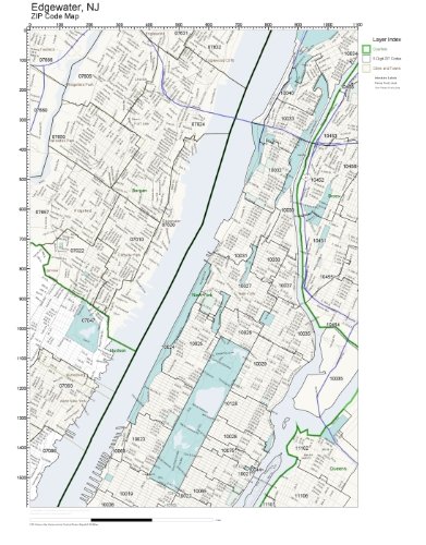 Amazon.com : ZIP Code Wall Map of Edgewater, NJ ZIP Code Map Laminated ...