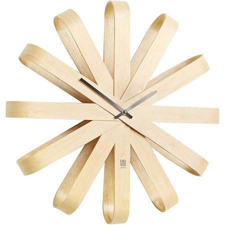 Amazon.com: Umbra Ribbonwood Large Modern Wall Clock, Battery Operated ...