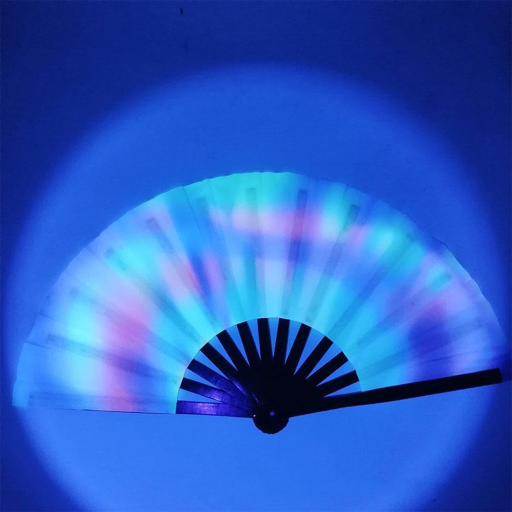 Folding Fan Led Fan Light Up Hand Fan,Glow Large Rave Bamboo Folding ...