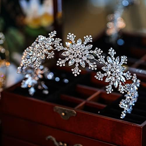 Amazon.com: OQHAIR Diamond Tiara Luxury Crystal Snowflake Hairband ...