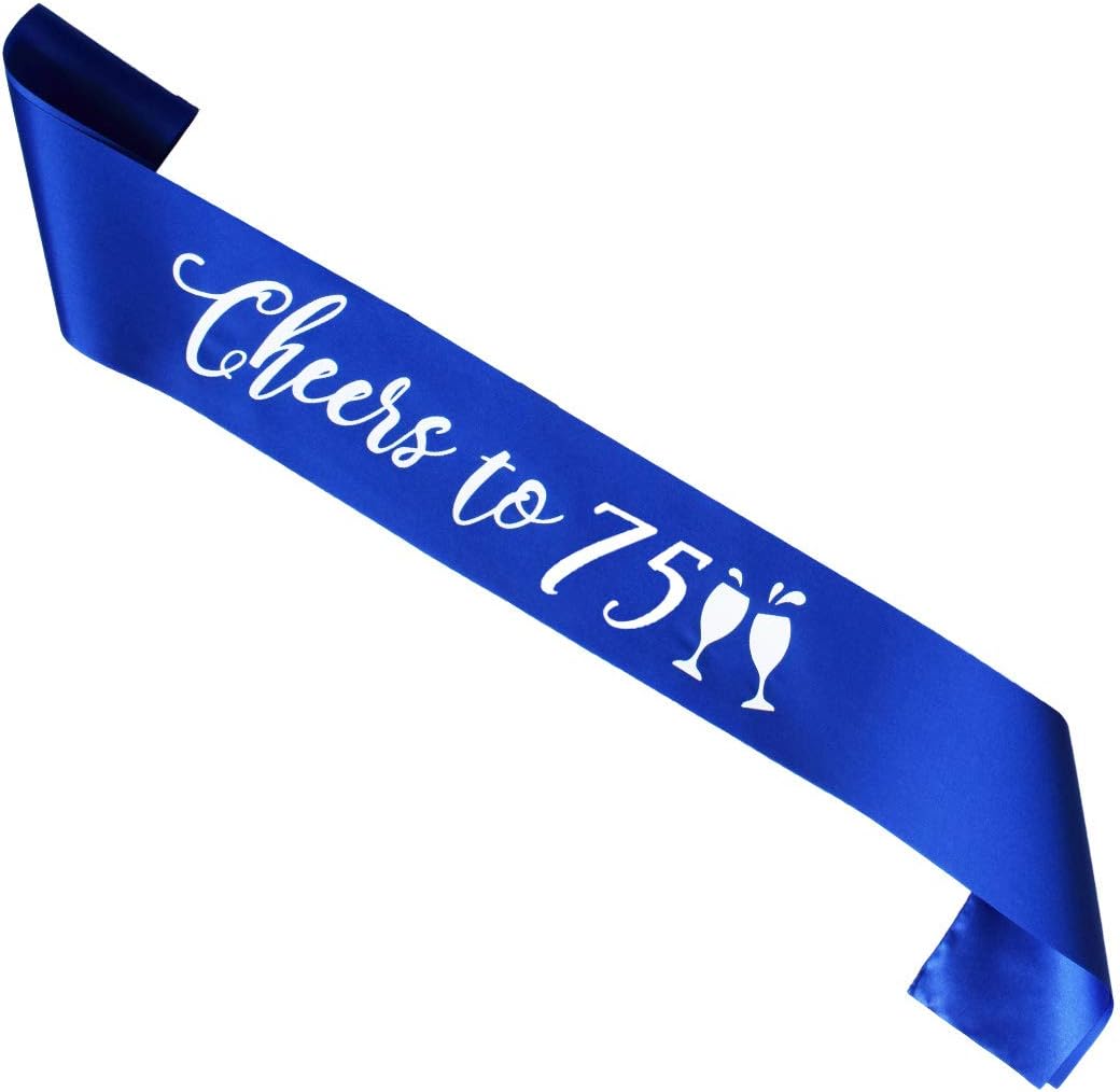 Amazon.com: Blue Cheers to 75 Years Birthday sash, Men or Woman 75th ...