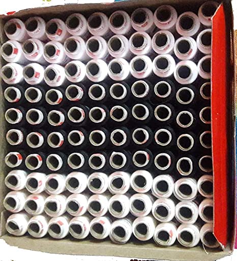 ZUBSHA 100 Sewing Threads Spool 50 Black and 50 White 180 M Strong and ...