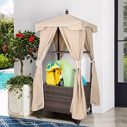Amazon.com: LUCKWIND Outdoor Pool Towel Valet Rack with Waterproof ...