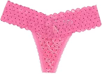 Amazon.com: Victoria's Secret Lace Thong Panty Pink Polka Small ...