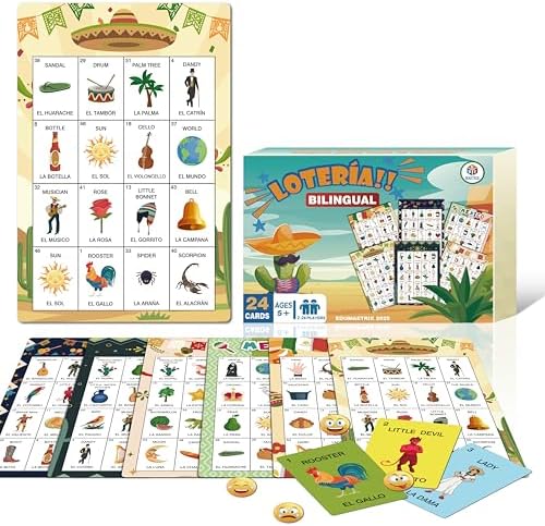 Amazon.com: EDUMAETRIX Mexican Loteria Bingo Board Game, Bilingual ...