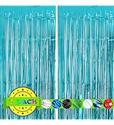 Amazon.com: 2PC Teal Blue Streamers Party Decorations,Blue Tinsel Foil ...
