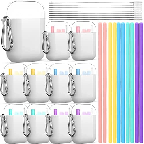 Amazon.com: Mumufy 10 Set Silicone Travel Straws with Case Reusable ...