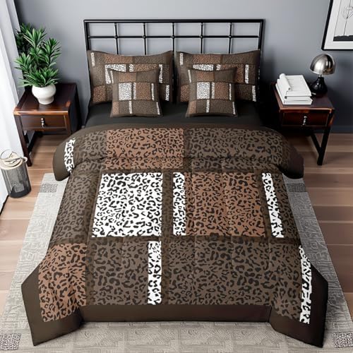 Amazon.com: Leopard Print Comforter Set 7 Pieces,African Cheetah ...