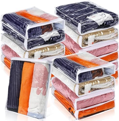 Sibosen 20 Pcs Clear PVC Zippered Clothes Storage Bags,26 x 26 x 6 cm ...