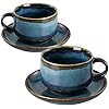 Amazon.com | MIKIGEY Ceramics 10oz Cappuccino Cups with Sacuer, Set of ...