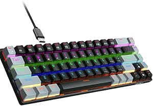 68 Keys Keycap RGB Lighting Effect Metal Panel Gaming Mechanical ...