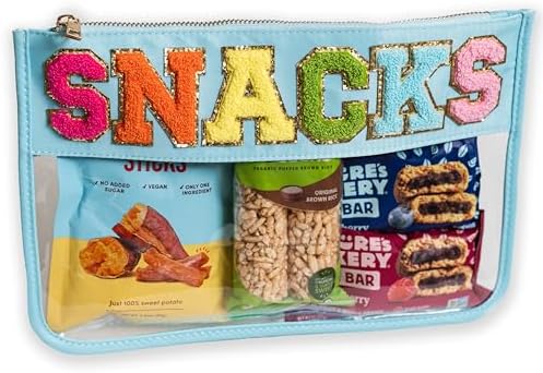 Amazon.com: Burskit Snacks Bag Clear Chenille Varsity Letter Zipper ...