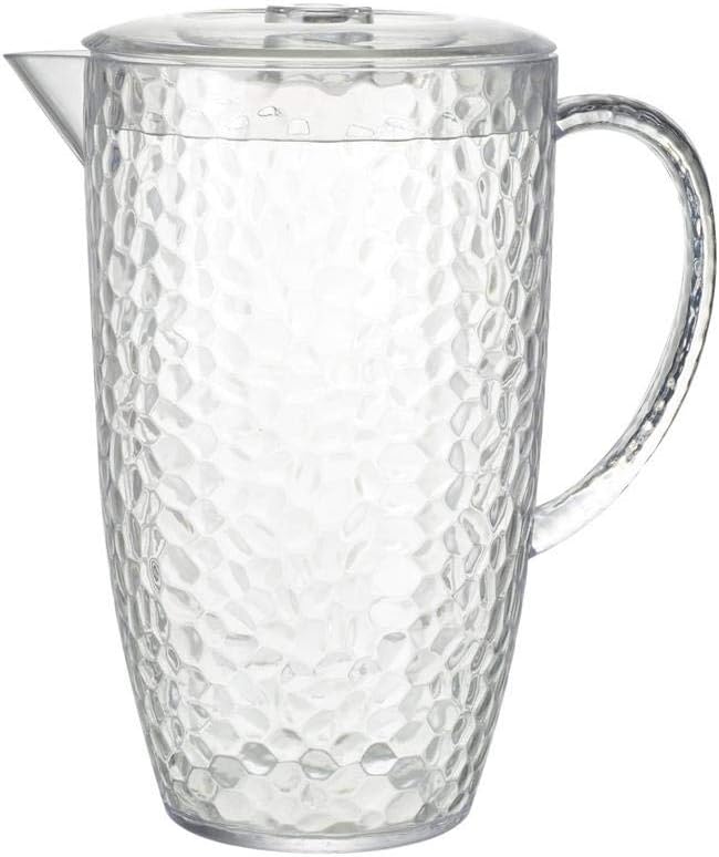 Bello Dimple Clear Plastic 2 Litre Picnic Water Jug Pitcher with Lid (2 ...