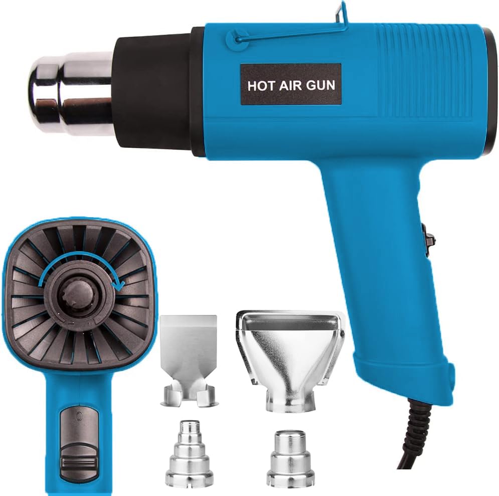 Heat Gun 1200W 140℉~932℉ (60℃-500℃) Heavy Duty Hot Air Gun Kit Variable ...