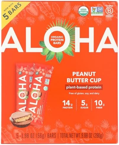 Amazon.com: ALOHA Organic Plant Based Protein Bars, Peanut Butter Cup ...