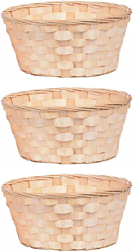 Amazon.com: Wooden Tray 3Pcs Round Woven Baskets 6 Inch Food Serving ...