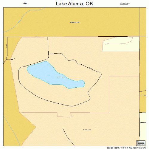 Large Street & Road Map of Lake Aluma, Oklahoma OK - Printed poster ...