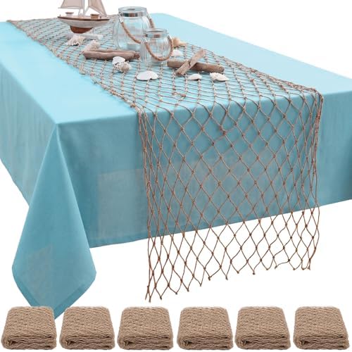 Amazon.com: SATINIOR 6 Pcs Fish Net Party Decorations Fishing Net Table ...