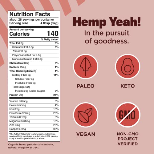 Manitoba Harvest Hemp Yeah! Natural Max Protein Powder, Unsweetened ...
