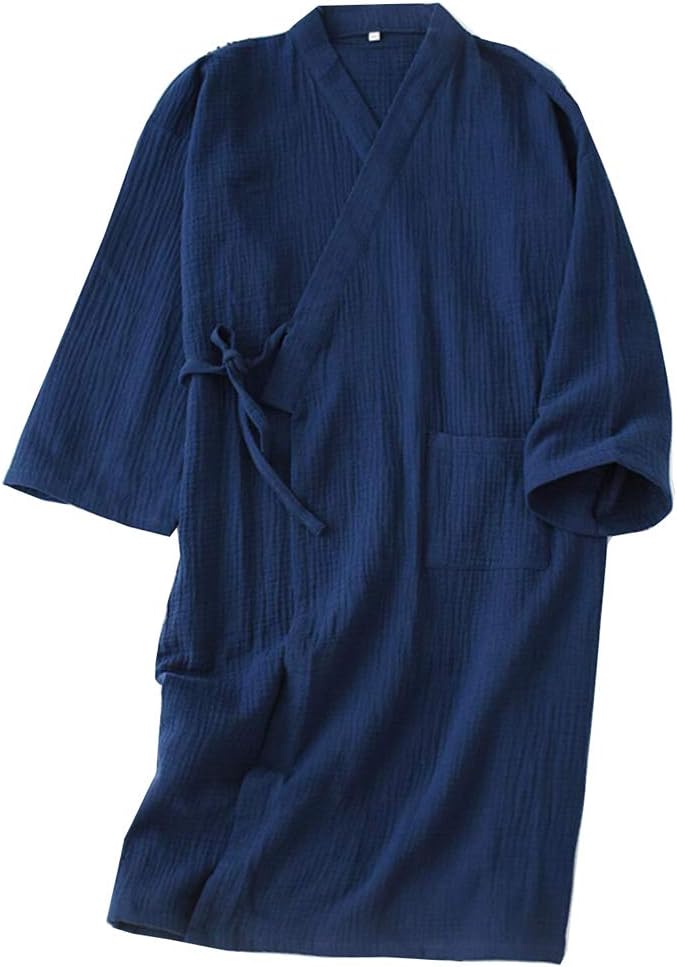 Men's Japanese Style Robes Pure Cotton Kimono Robe Bathrobe Pajamas #05 ...
