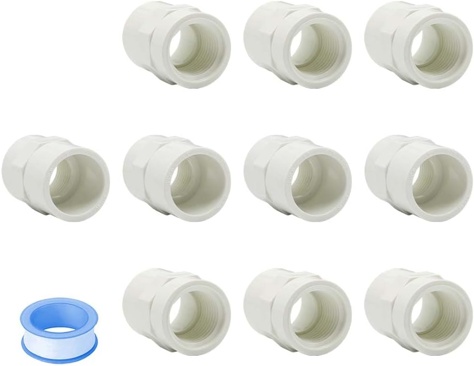 HayEastdor 10PCS 1/2 Inch PVC Coupling Fittings White Female Thread PVC ...