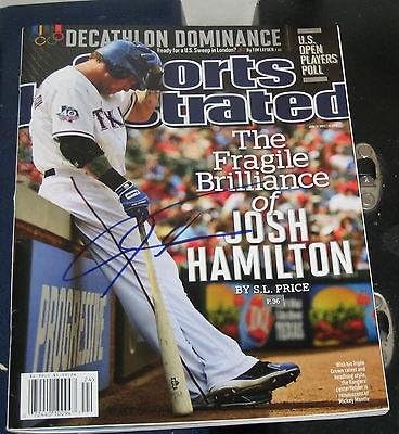 Josh Hamilton Texas Rangers Signed Sports Illustrated Si Coa No Label ...