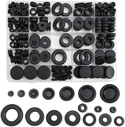 SmartMaster Rubber Grommets Kit 200 Pcs, 18 Sizes Black Rubber Grommets ...