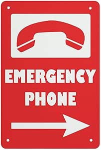 Amazon.com: Emergency Phone Sign, Aluminum Warning Sign, Caution Safety ...