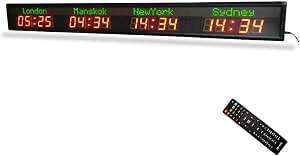 Practical Tools LED World Wall Clock Digital World Time Zone Clock ...